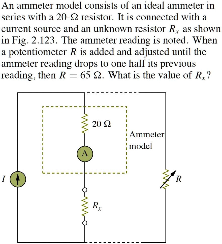 SOLVED: An ammeter model consists of an ideal ammeter in series with a 20-ohm resistor. It is ...