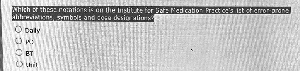 SOLVED: Which of these notations is on the Institute for Safe ...
