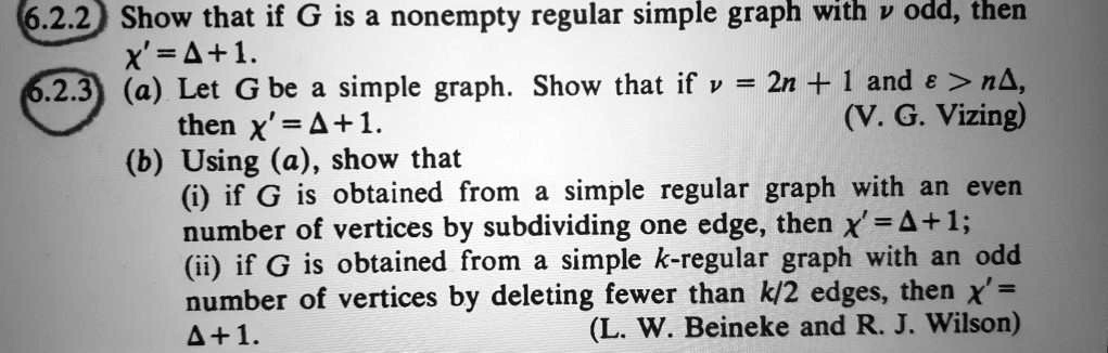 622 show that if g is a nonempty regular simple graph with odd then xa1 23 a let g be a simple ...