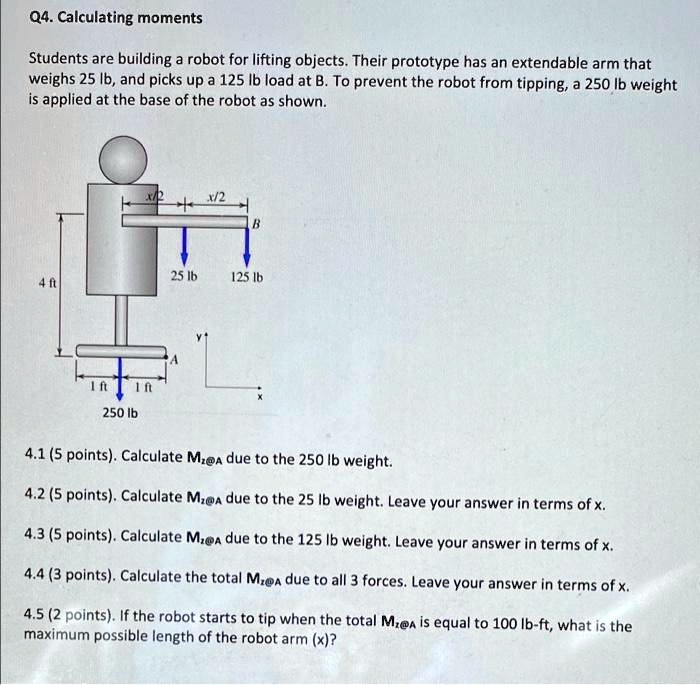 SOLVED: Q4. Calculating moments Students are building a robot for ...