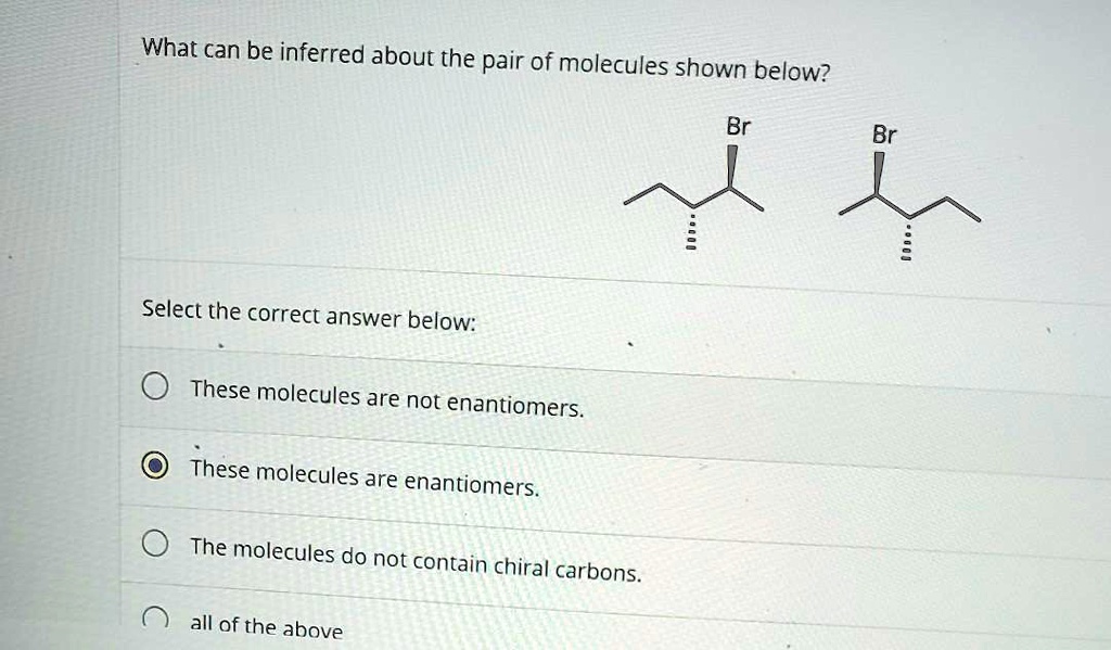 Solved What Can Be Inferred About The Pair Of Molecules Shown Below