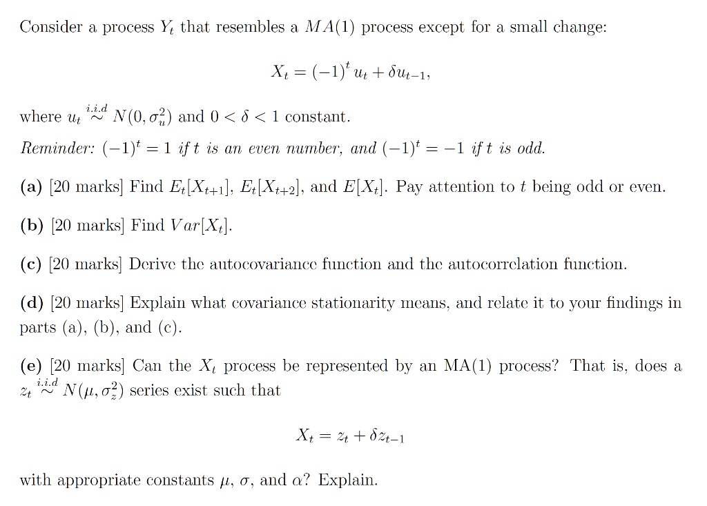 consider process yt that resembles a ma1 process except for small change xt 1t ut out 1 12d ...