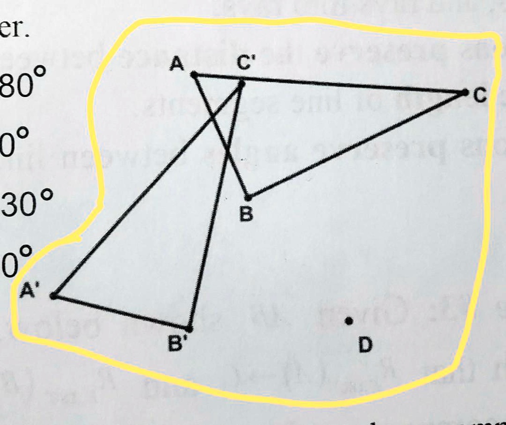 SOLVED: Given the rotation of triangle ABC shown below, determine the counter-clockwise angle of ...