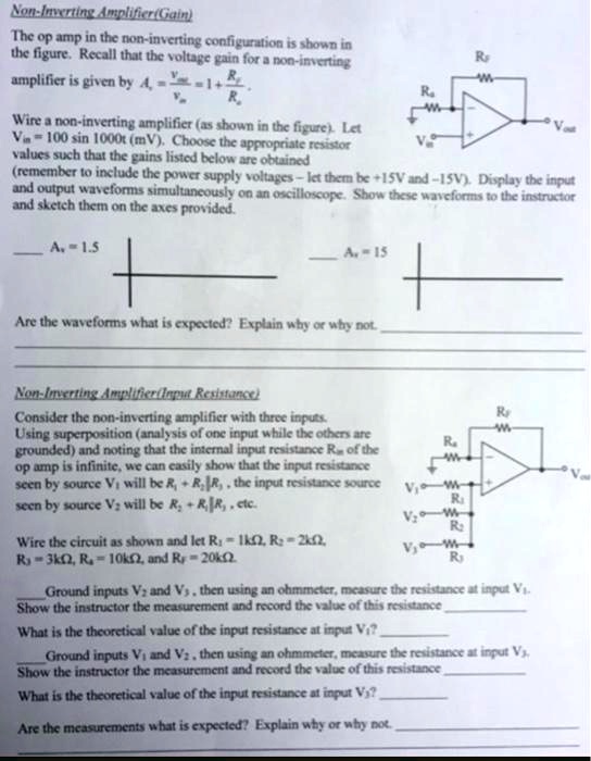 SOLVED: Texts: Please show simulations in Multisim. Non-Inverting Amplifier (Gain): The op amp ...