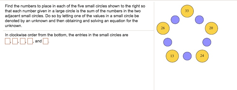Find the numbers to place in each of the five small circles shown to ...