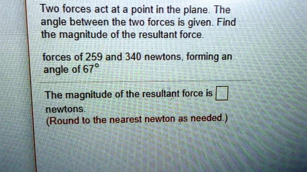 Solved Two Forces Act At A Point In The Plane The Angle Between The