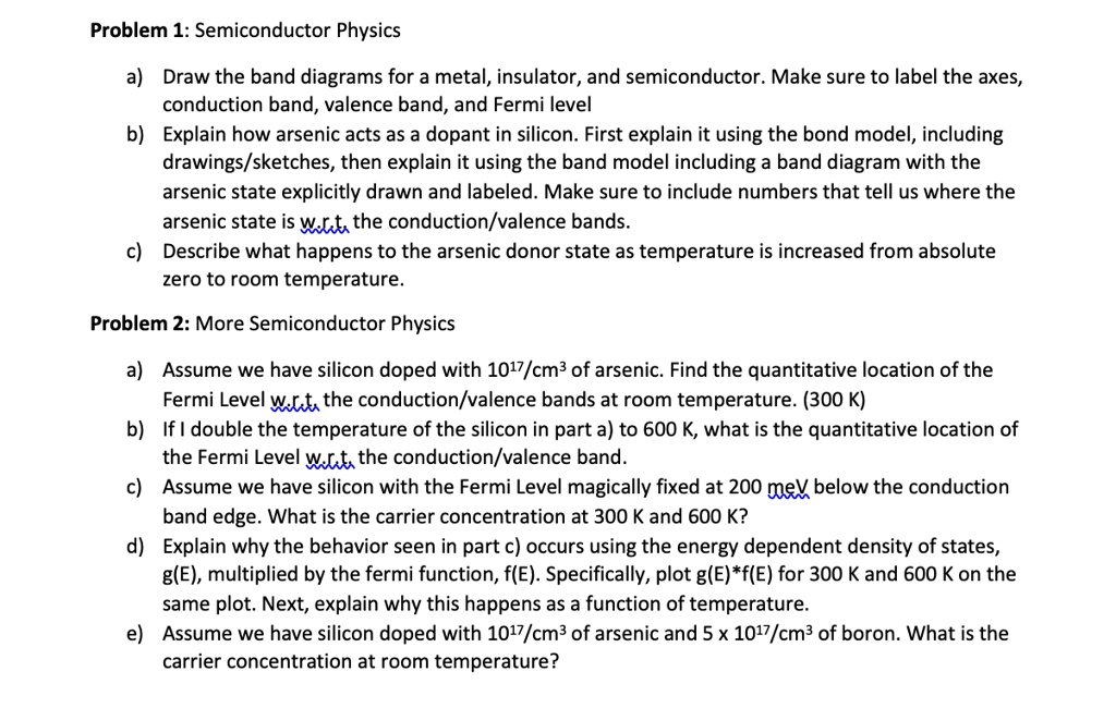 problem 1 semiconductor physics a draw the band diagrams for a ...