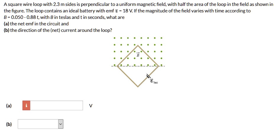 SOLVED: A square wire loop with 2.3 m sides is perpendicular to a ...