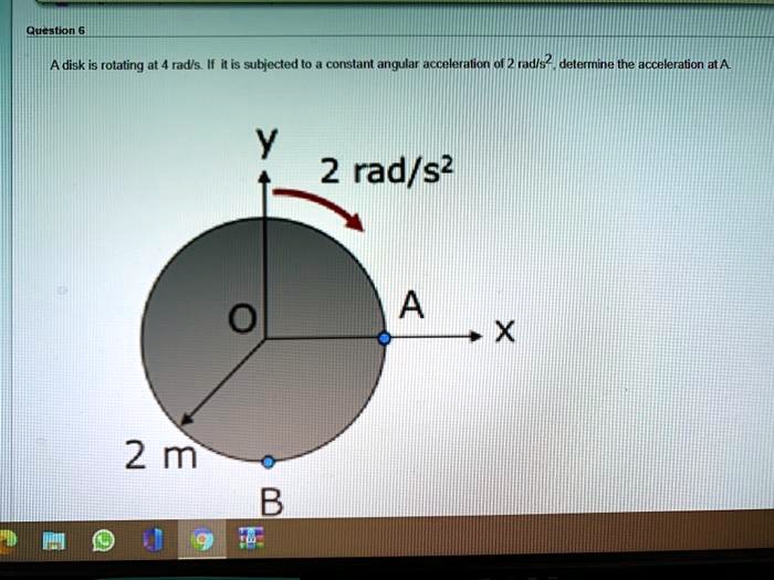 Question 6 A disk is rotating at 4 rad/s. If it is subjected to a constant angular acceleration ...