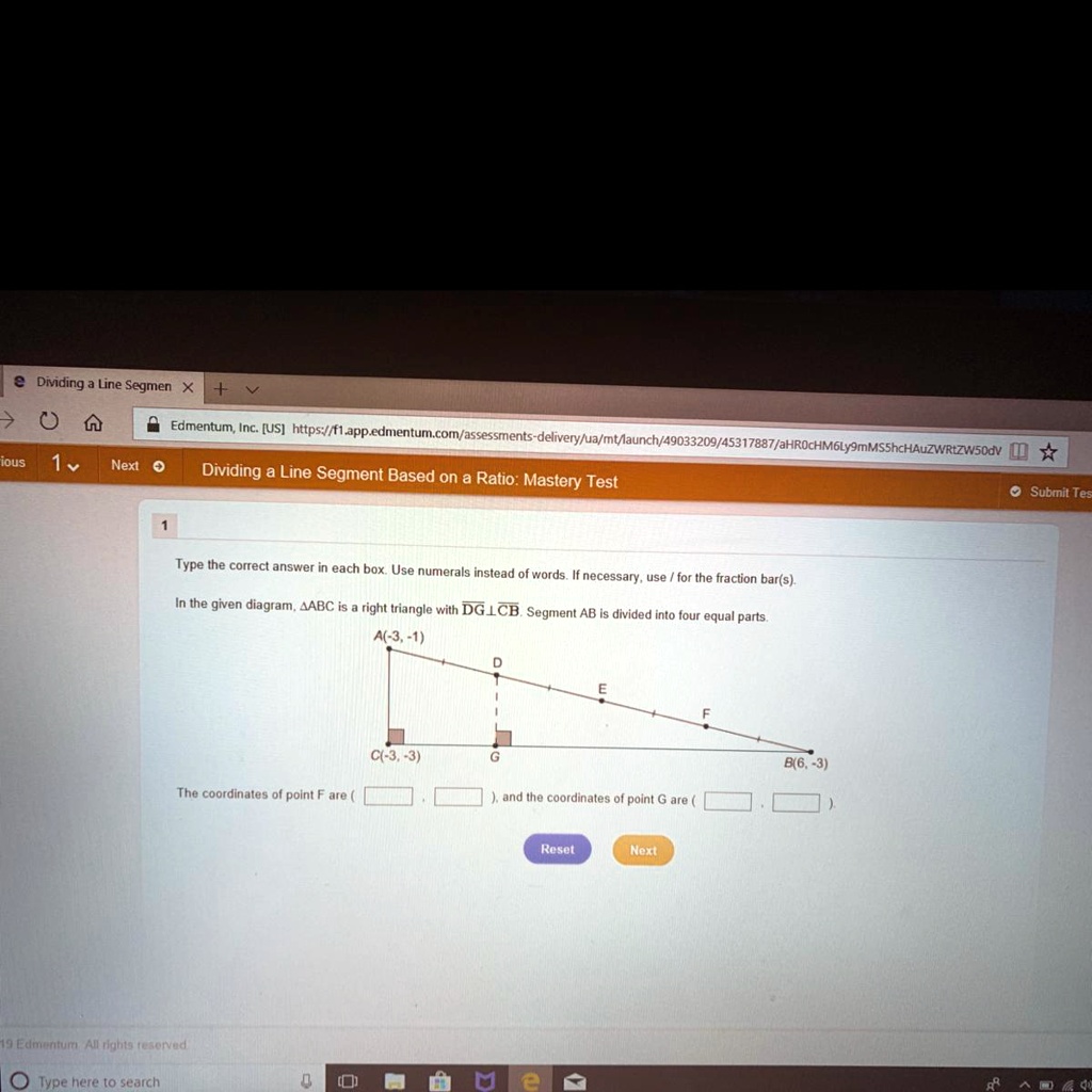 in the given diagram abc is a right angle with dg cb segment ab is divided into four equal parts ...