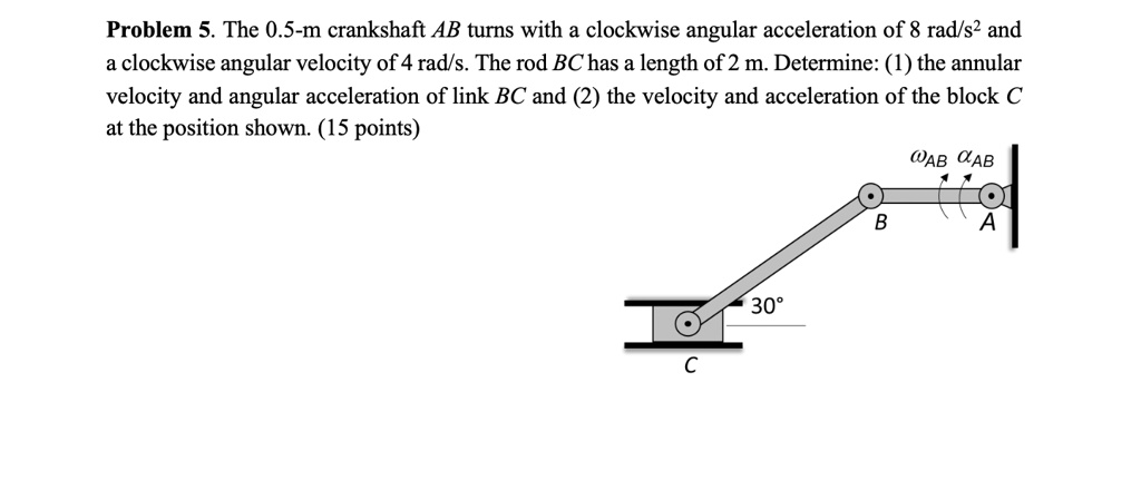 Problem 5. The 0.5-m crankshaft AB turns with a clockwise angular ...