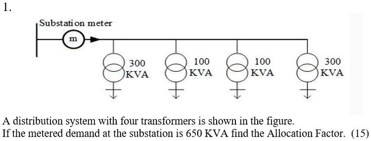 SOLVED: Substation meter 300 KVA 100 KVA 100 KVA 300 KVA A distribution ...