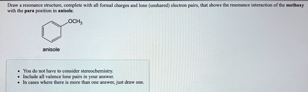 SOLVED: Draw resonance structure, complete with all formal charges and lone (unshared) electron ...