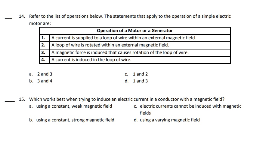 SOLVED: Refer to the list of operations below. The statements that apply to the operation of a ...