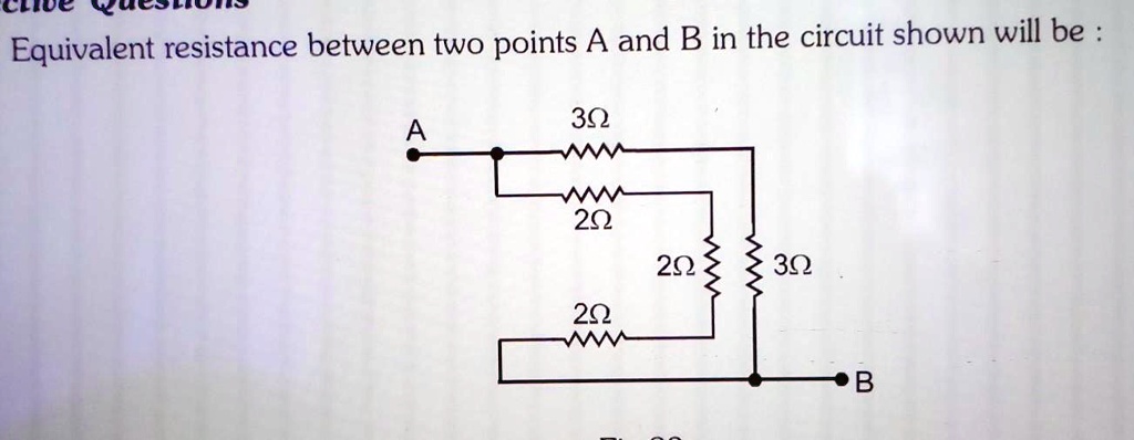 Equivalent resistance between two points A and B in the circuit shown will be