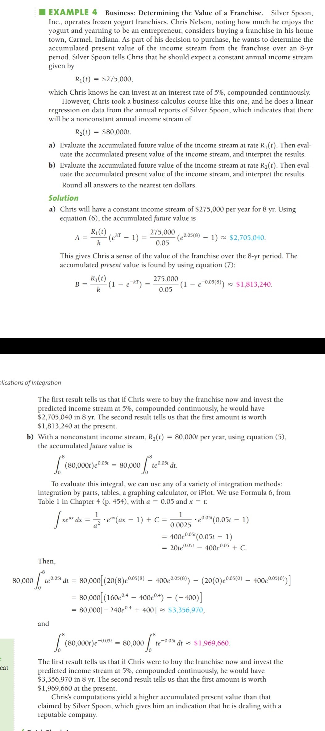 EXAMPLE 4 Business: Determining the Value of a Franchise. Silver Spoon ...