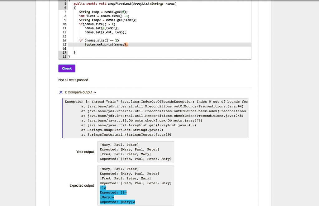 6 public static void swapFirstLast(ArrayList ...