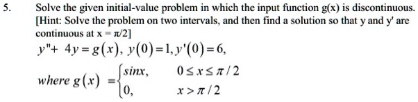 Solve the given initial-value problem in which the input function g(x ... Solve the given initial-value problem in which the input function g(x ...