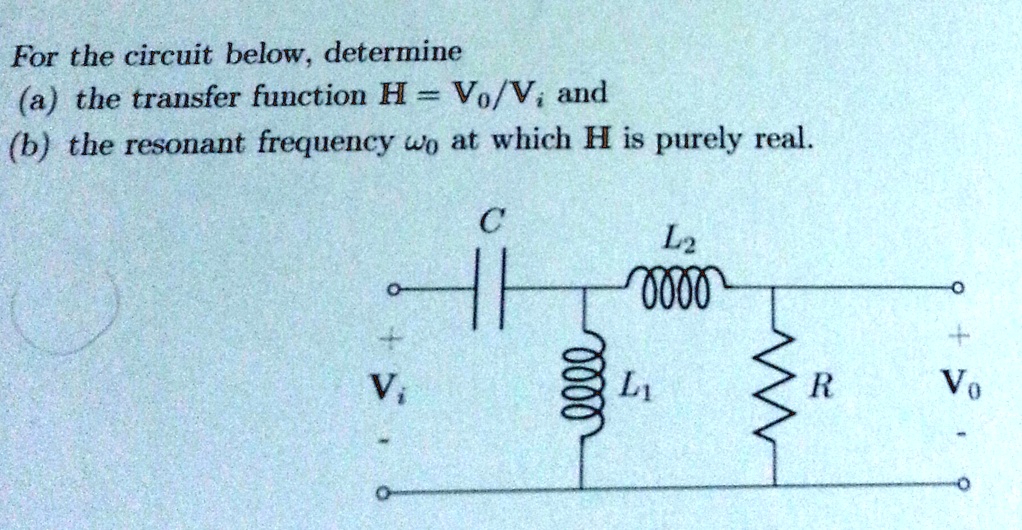 SOLVED: (a) The transfer function H = V0/Vi and (b) the resonant ...