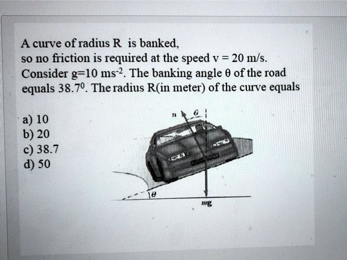 A curve of radius r is banked so no friction is required at...
