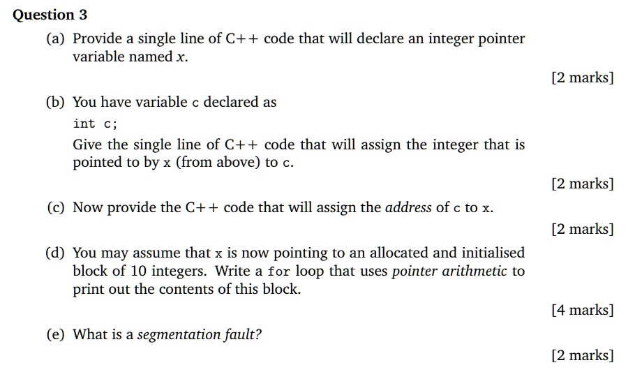 SOLVED: (a) Provide a single line of C++ code that will declare an ... SOLVED: (a) Provide a single line of C++ code that will declare an ...