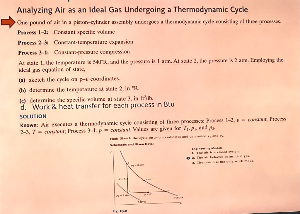 analyzing air as an ideal gas undergoing a thermodynamic cycle one ...