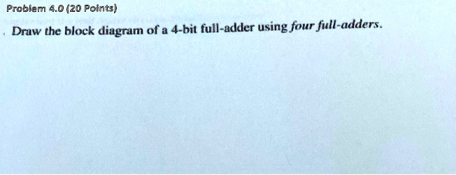 SOLVED: Problem 4.0(20 Points) Draw the block diagram of a 4-bit full-adder using four full-adders.