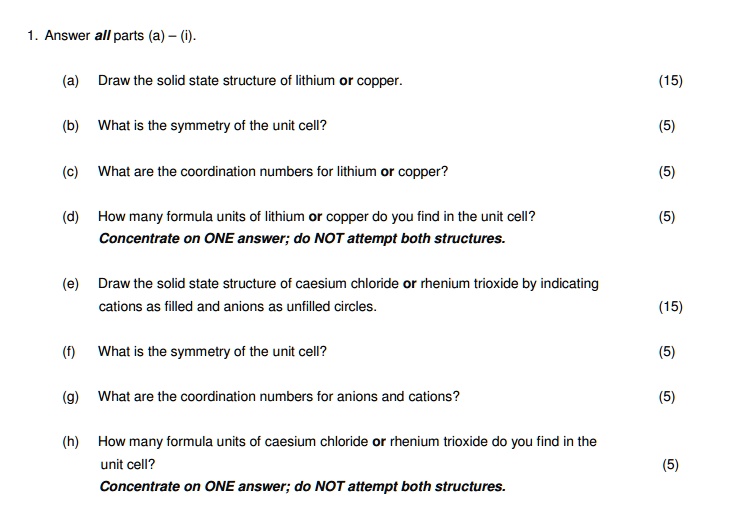 SOLVED: Answer all parts (a) Draw the solid state structure of Iithium ...