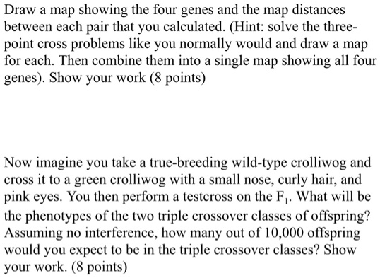 SOLVED: Draw a map showing the four genes and the map distances between ...