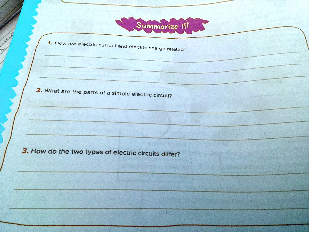 SOLVED: Summarize (tl How are electric current and electric charge ...