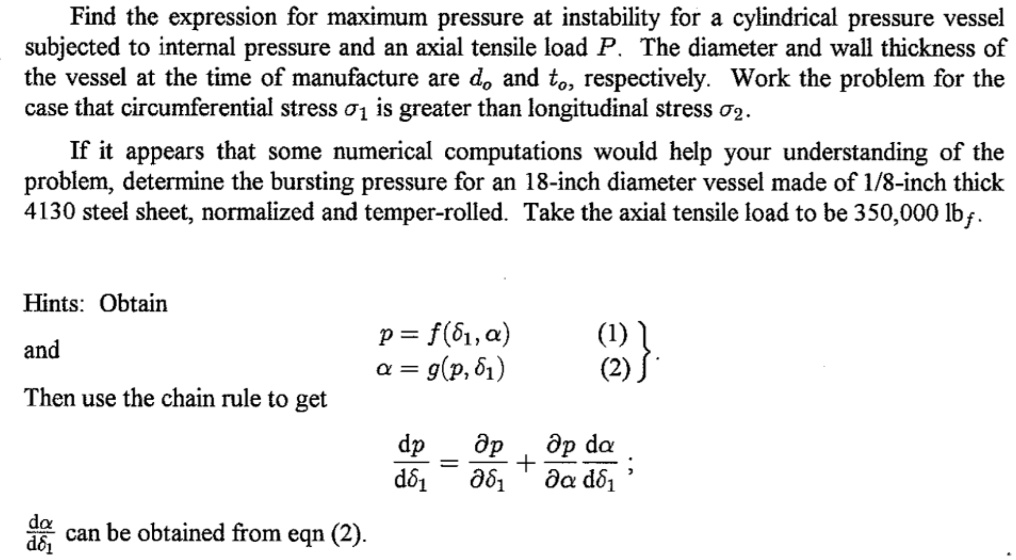 SOLVED: Find the expression for the maximum pressure at instability for ...
