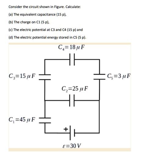 Consider the circuit shown in Figure. Calculate: (a) The equivalent capacitance (15 p), (b) The ...