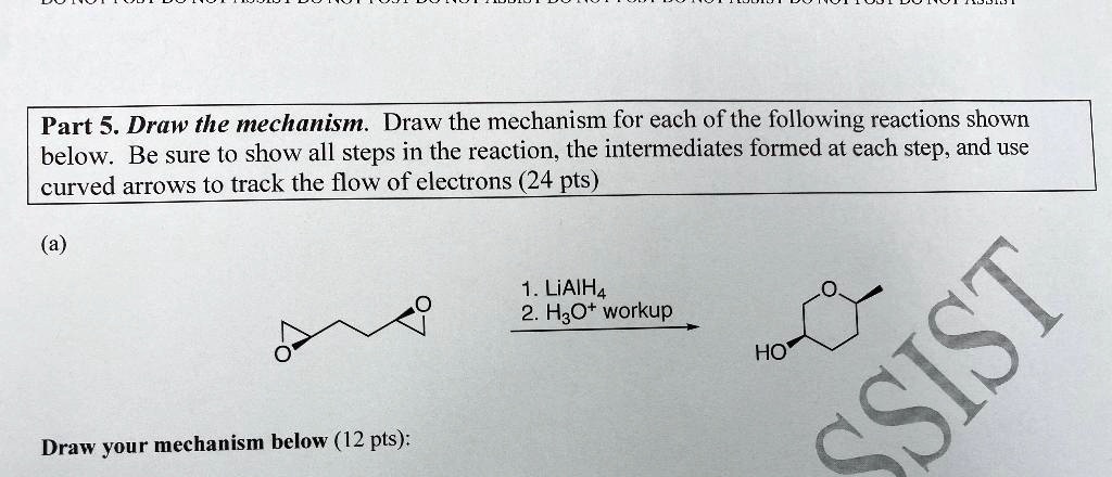 part 5 draw the mechanism draw the mechanism for each of the following reactions shown below be ...