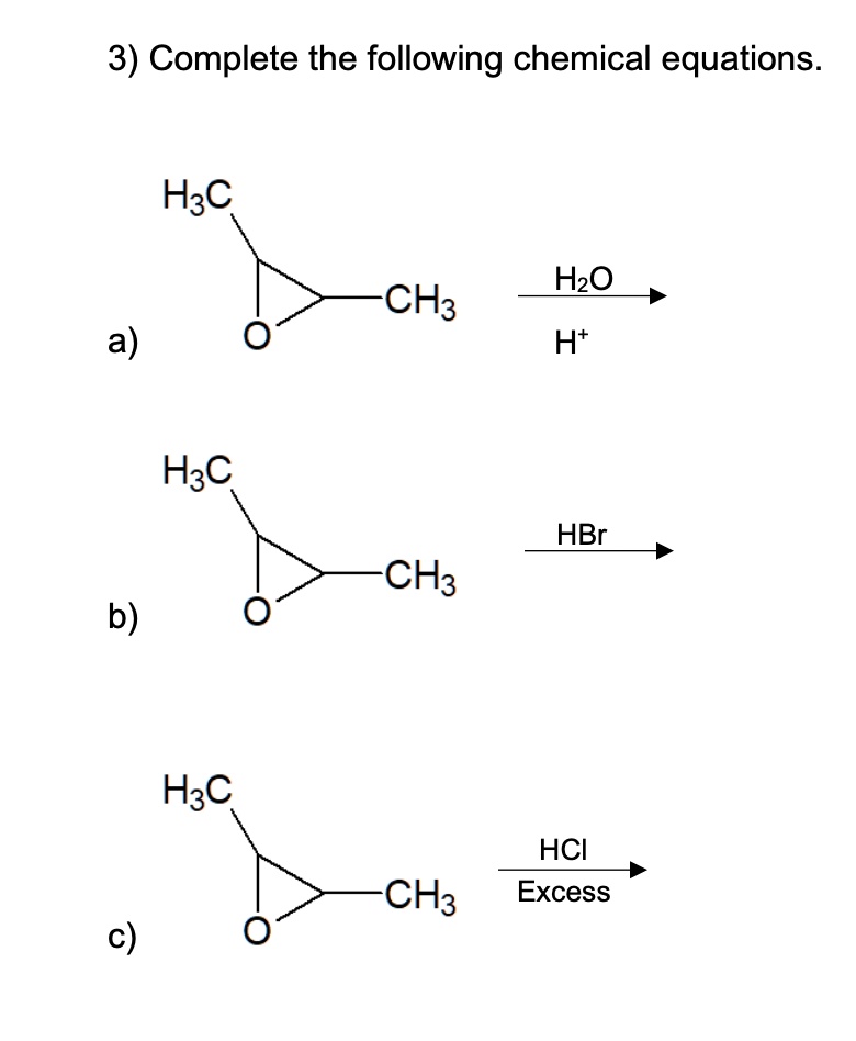 SOLVED: 3) Complete the following chemical equations. HCl + H2O â†’ H3O ...