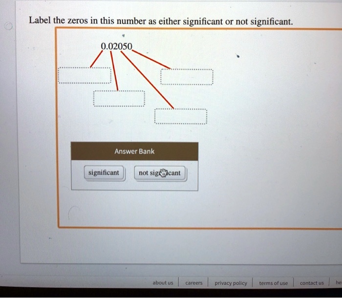 SOLVED: Label the zeros in this number as either significant or not significant. 0.02050 Answer ...