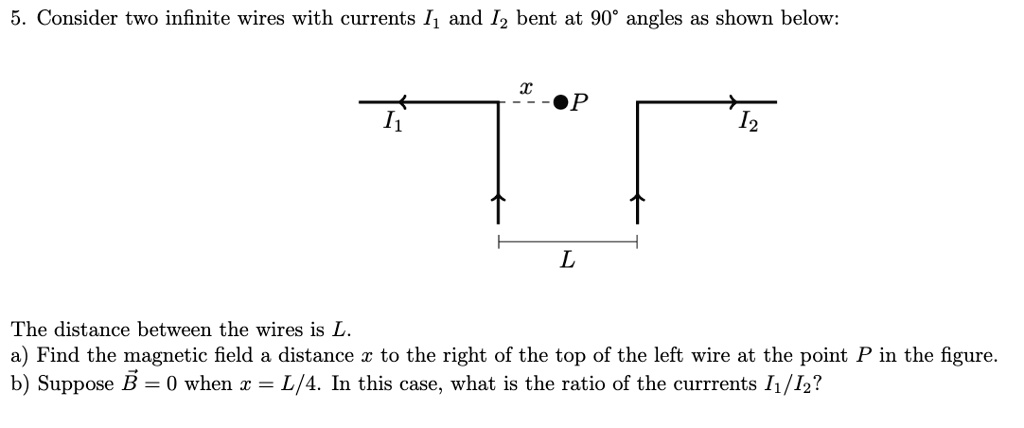 5. Consider two infinite wires with currents I1 and I2 bent...