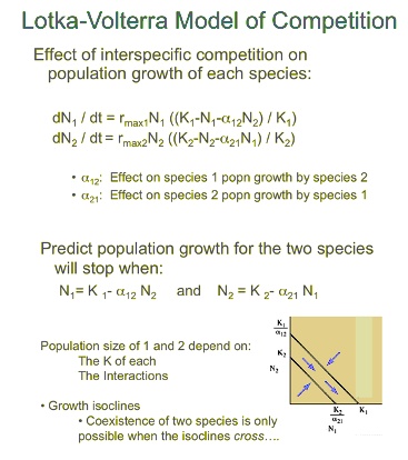 lotka volterra model of competition effect of interspecific competition ...