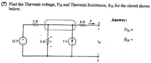 SOLVED: Find the Thevenin voltage, V, and Thevenin Resistance, R, for the circuit shown below ...