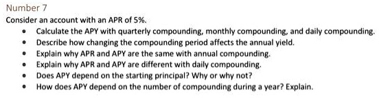 number consider an account with an apr of 5 calculate the apy with ...