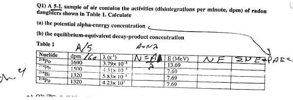 a 5 l sample of air contains the activities disintegrations per minute ...