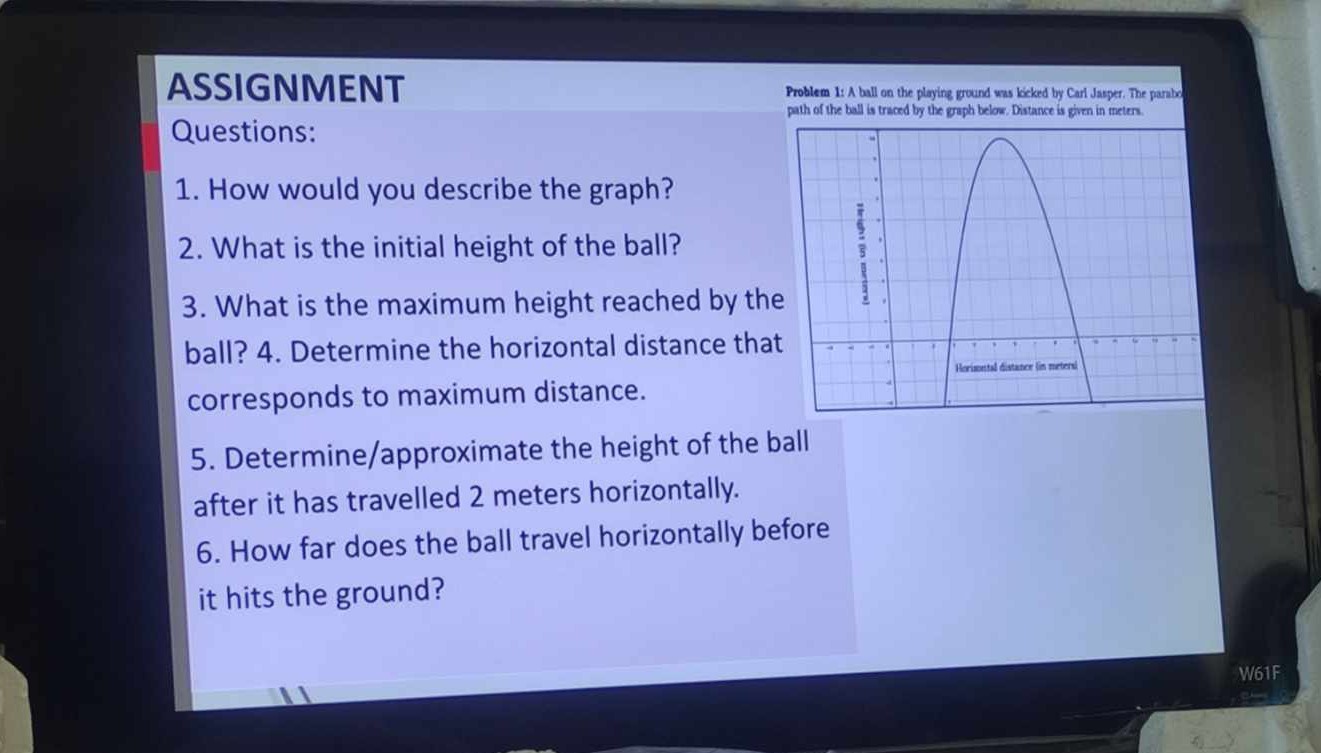 SOLVED: ASSIGNMENT Questions: 1. How would you describe the graph? 2 ...