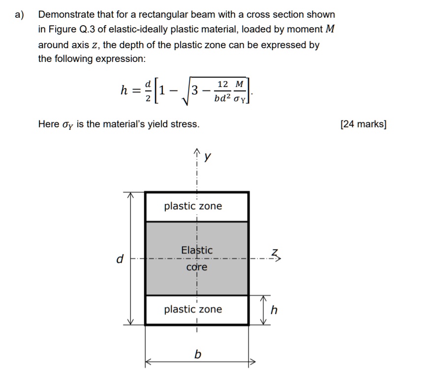 SOLVED: Demonstrate that for a rectangular beam with a cross section ...