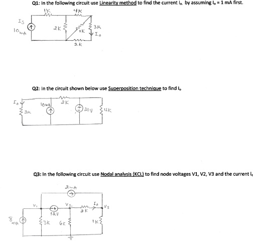 SOLVED: Q1: In the following circuit, use Linearity method to find the current Io by assuming Io ...