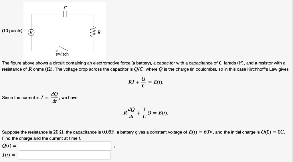 SOLVED: (10 points) switch The figure above shows a circuit containing ...