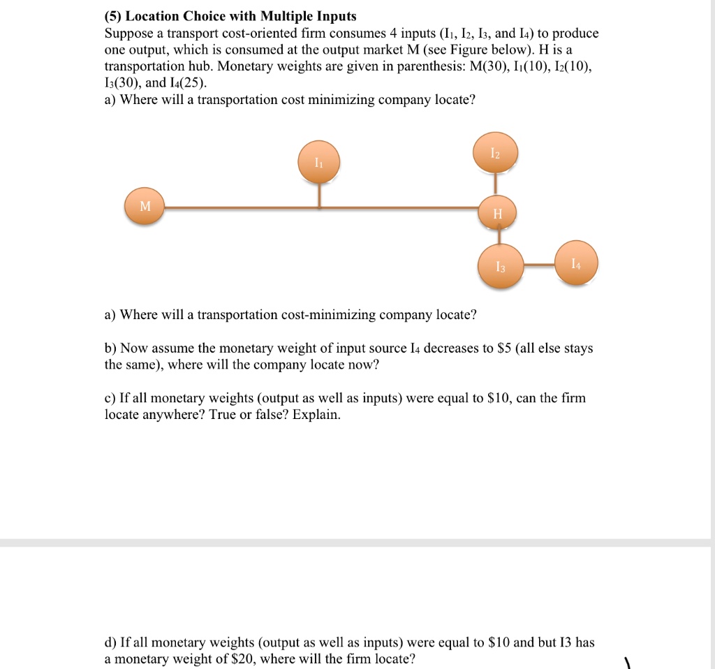 5 Location Choice With Multiple Inputs Suppose A Transport Cost Oriented Firm Consumes 4
