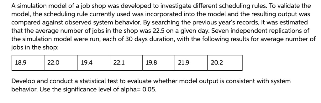 SOLVED: A simulation model of a job shop was developed to investigate ...