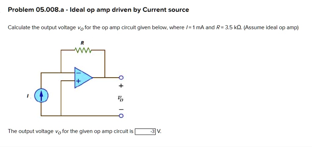 solve it please thank you problem 05008a ideal op amp driven by current source calculate the ...
