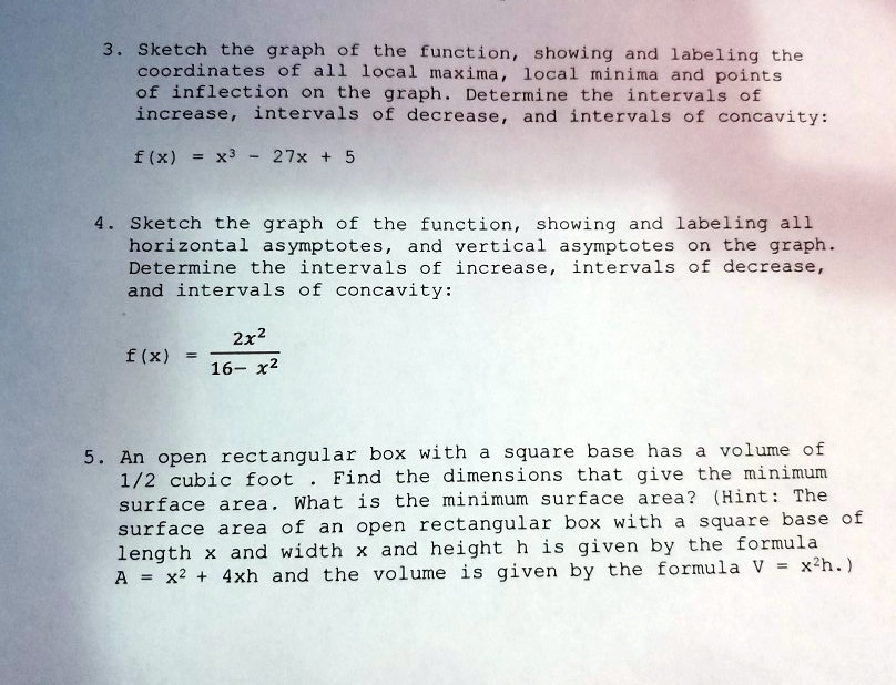 Solved Sketch The Graph Of The Function Showing And Labeling Che Coordinates Of All Local 