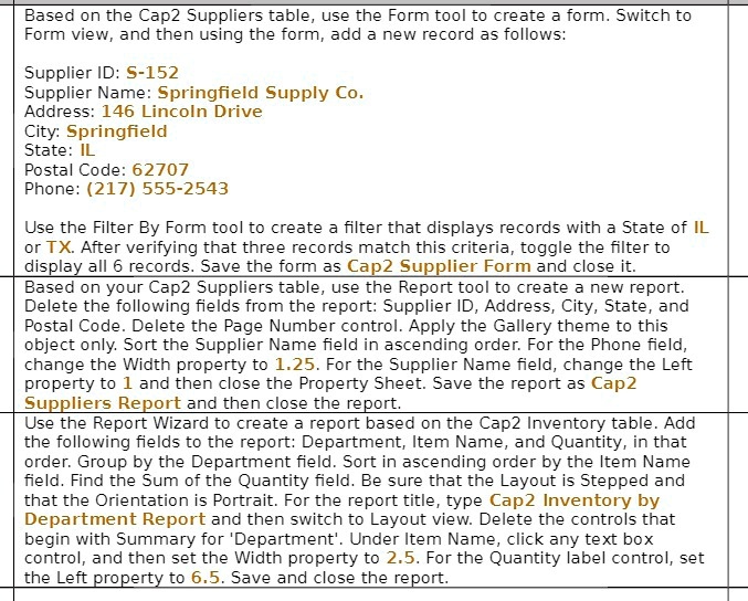 SOLVED: Based on the Cap2 Suppliers table, use the Form tool to create ...