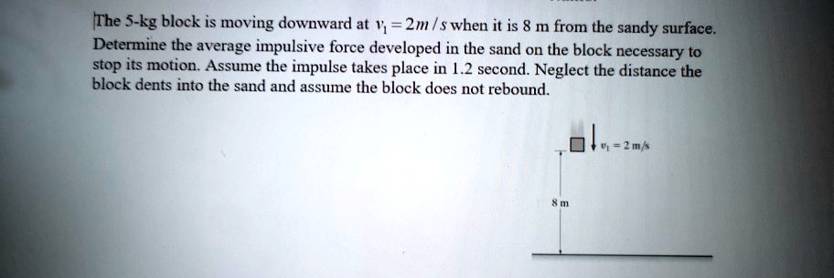 write clear please The 5-kg block is moving downward at v=2m/s when it ...